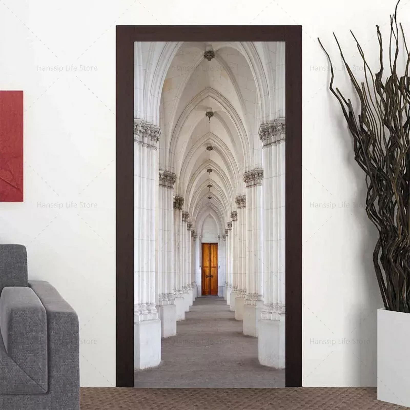 3D Church Arch Door Stickers Removable Home Decoration Wallpaper ...