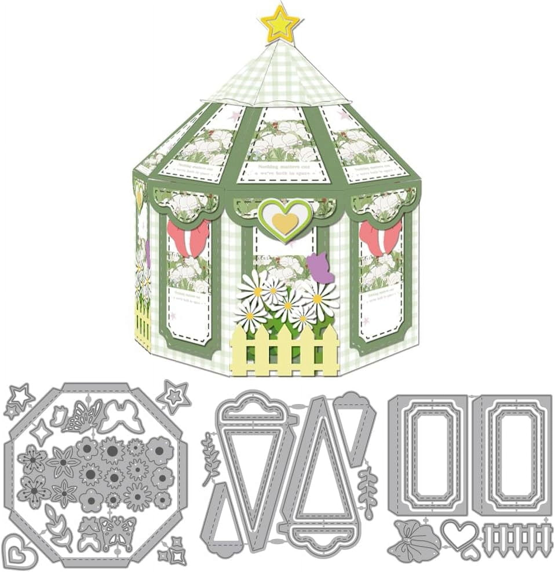 3D Circus Tent Gift Box Metal Die Cutting Treat Box Flower Fence ...