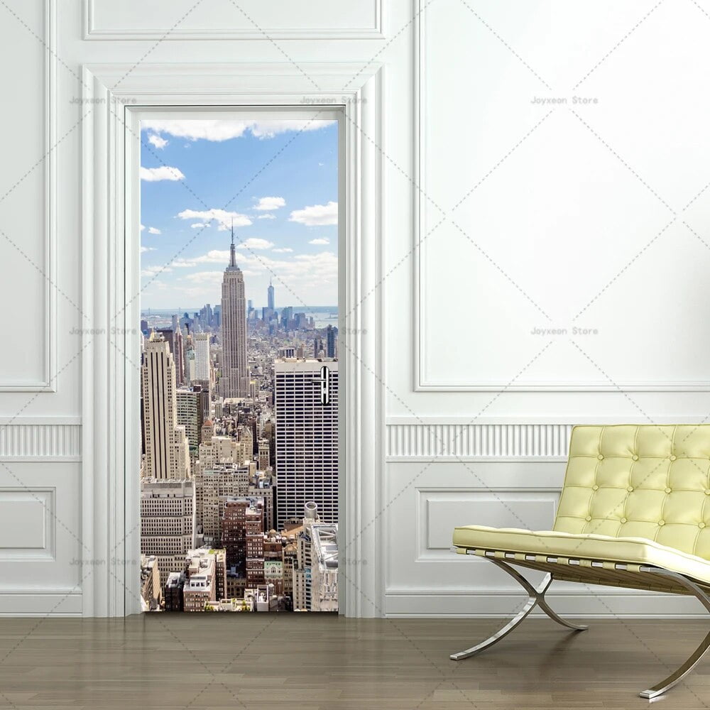 3D City Gate Stickers Modern Architectural Poster Matte Film Material ...