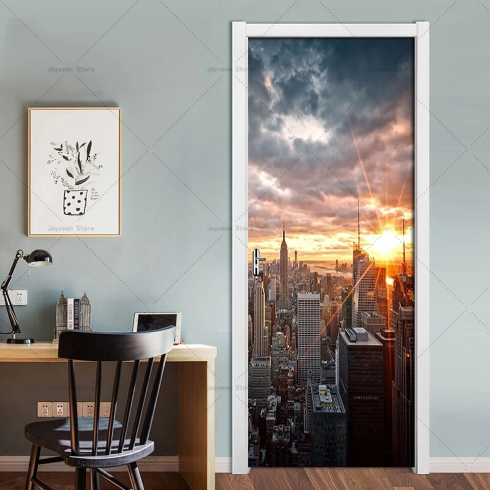 3D City Gate Stickers Modern Architectural Poster Matte Film Material ...