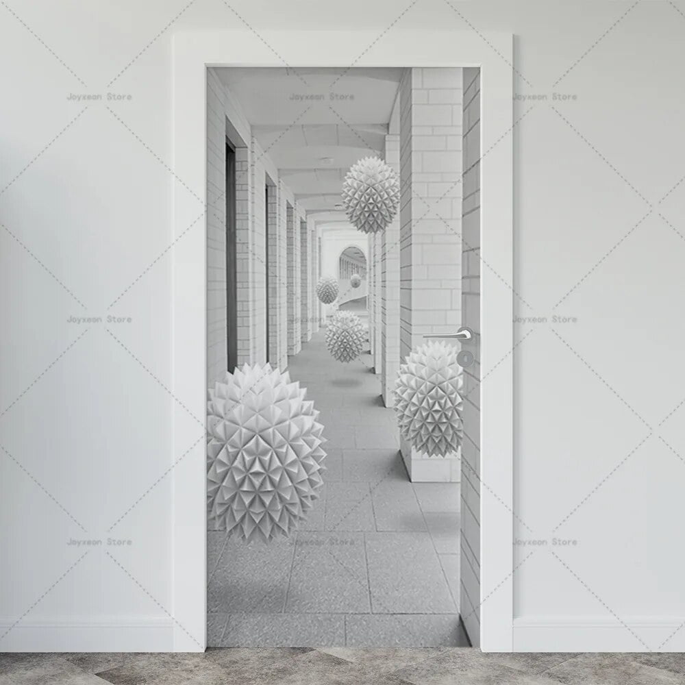 3D City Gate Stickers Modern Architectural Poster Matte Film Material ...