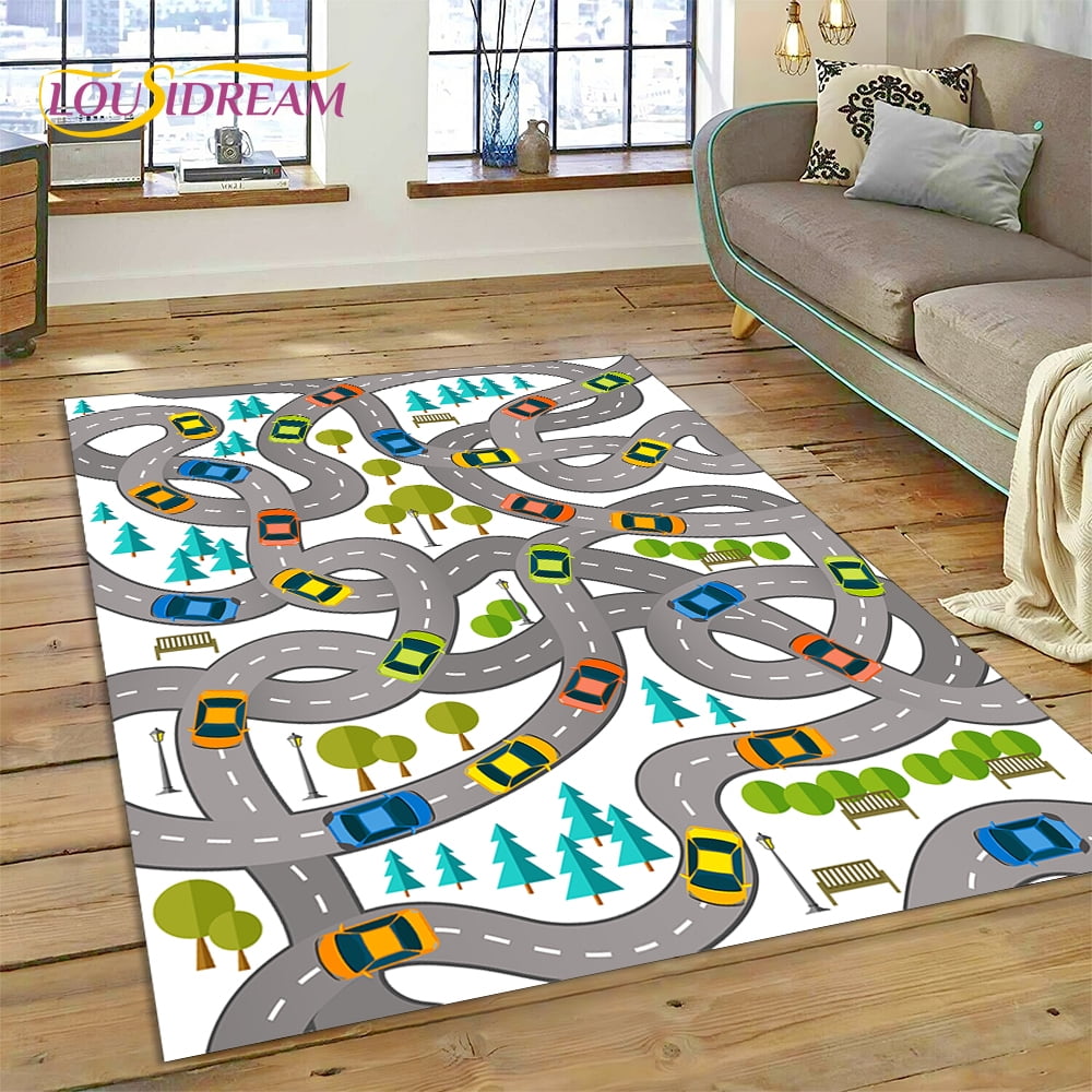 3D City Traffic Road Map Child PlayMat Highway Playroom Area Rug Carpet ...