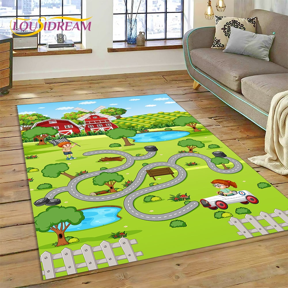 3D City Traffic Road Map Child PlayMat Highway Playroom Area Rug Carpet ...