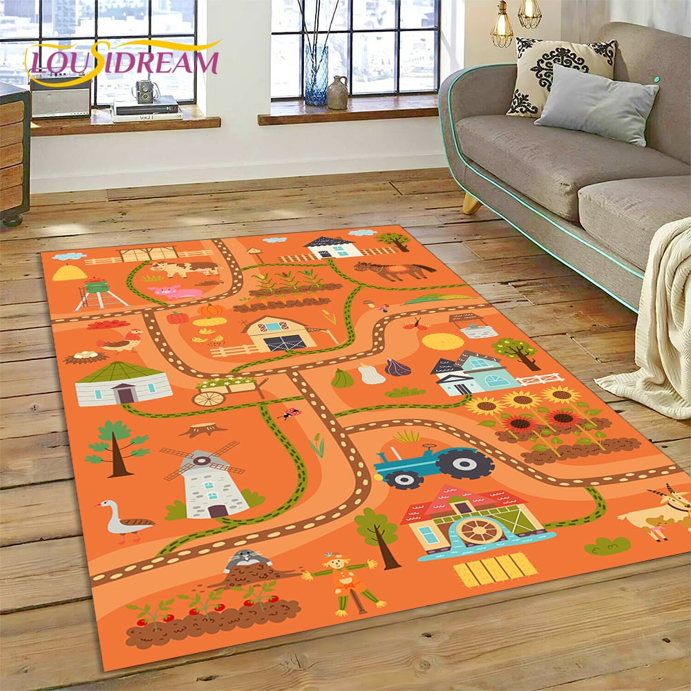 3D City Traffic Road Map Child PlayMat Highway Playroom Area Rug Carpet ...