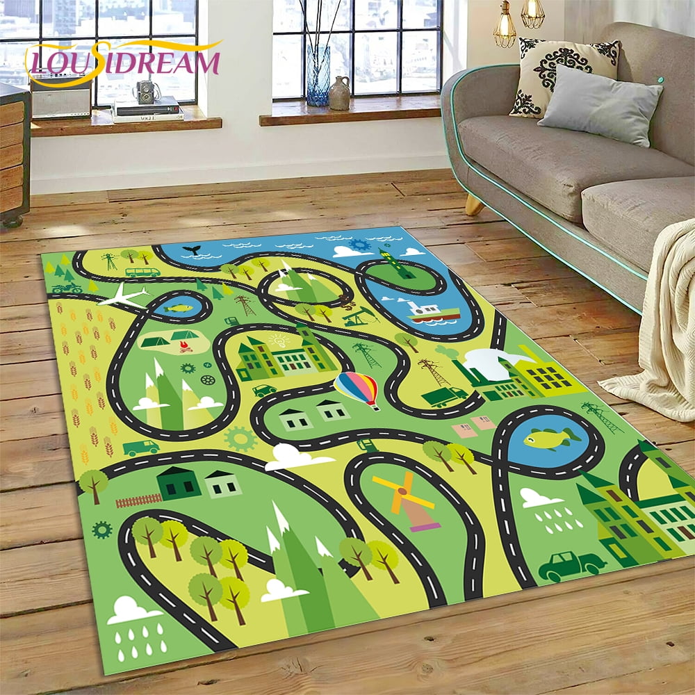 3D City Traffic Road Map Child PlayMat Highway Playroom Area Rug Carpet ...