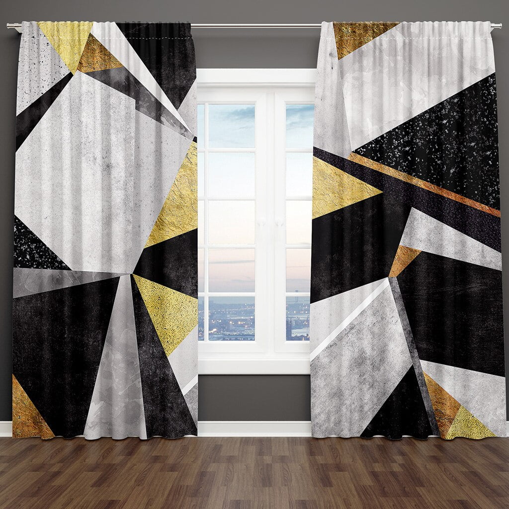 3D Classic Abstract Art Marble Texture Gold Rock 2 Pieces Thin Shading ...