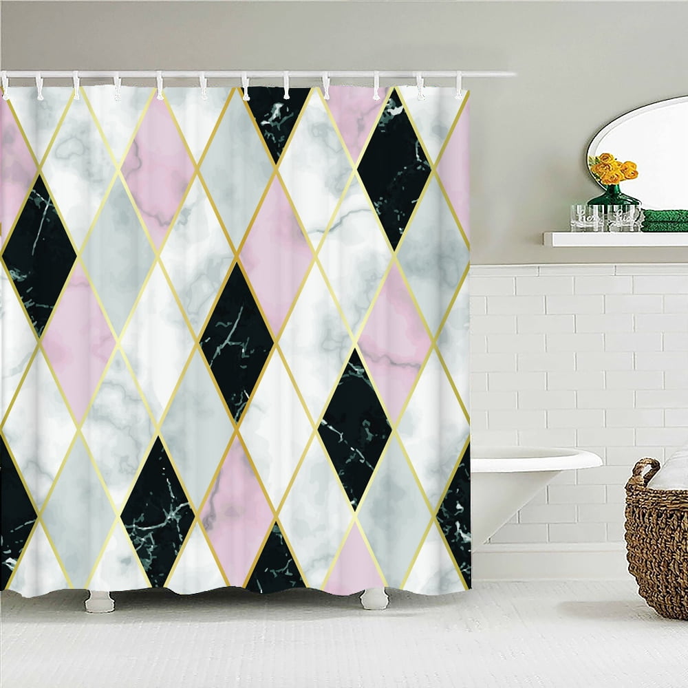 3D Classic Geometry Pattern Printed Fabric Shower Curtains Bathroom ...
