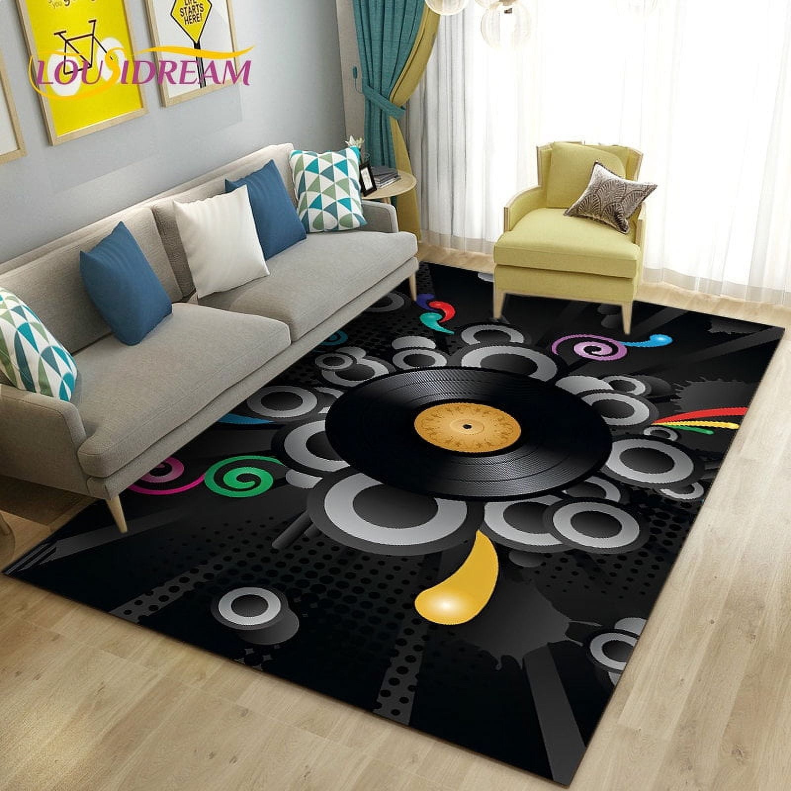 3D Classical Music Vintage Vinyl Record Area Rug Carpet Rug for Living ...
