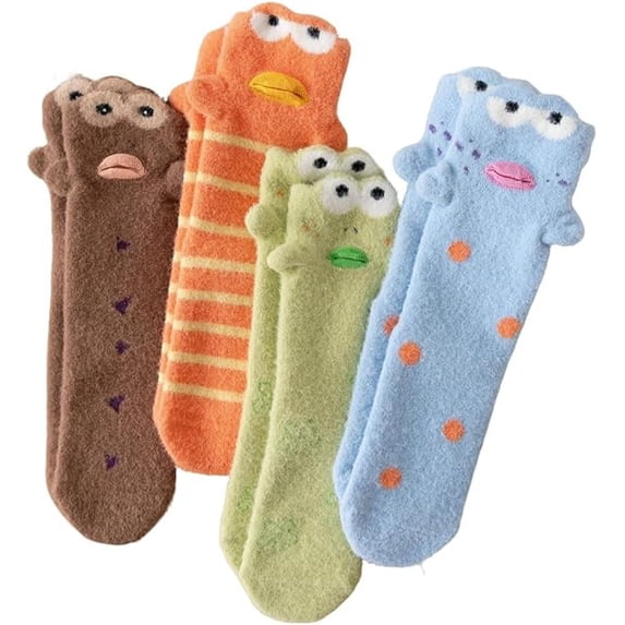 3D Clownfish Fuzzy Socks for Women, Cute Cartoon Animal Sleep Socks ...