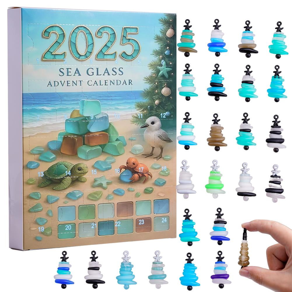 3D Coastal Christmas Tree Advent Calendar 2025, Glass Acrylic Ornaments ...