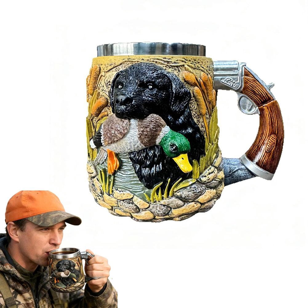 3D Coffee Mug with Handle, Double Wall Resin Stainless Steel Dog Mug ...