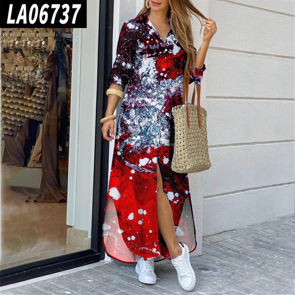 3D Color splash ink art Long Dress Fashion Mixing Color skirt Zip-up ...