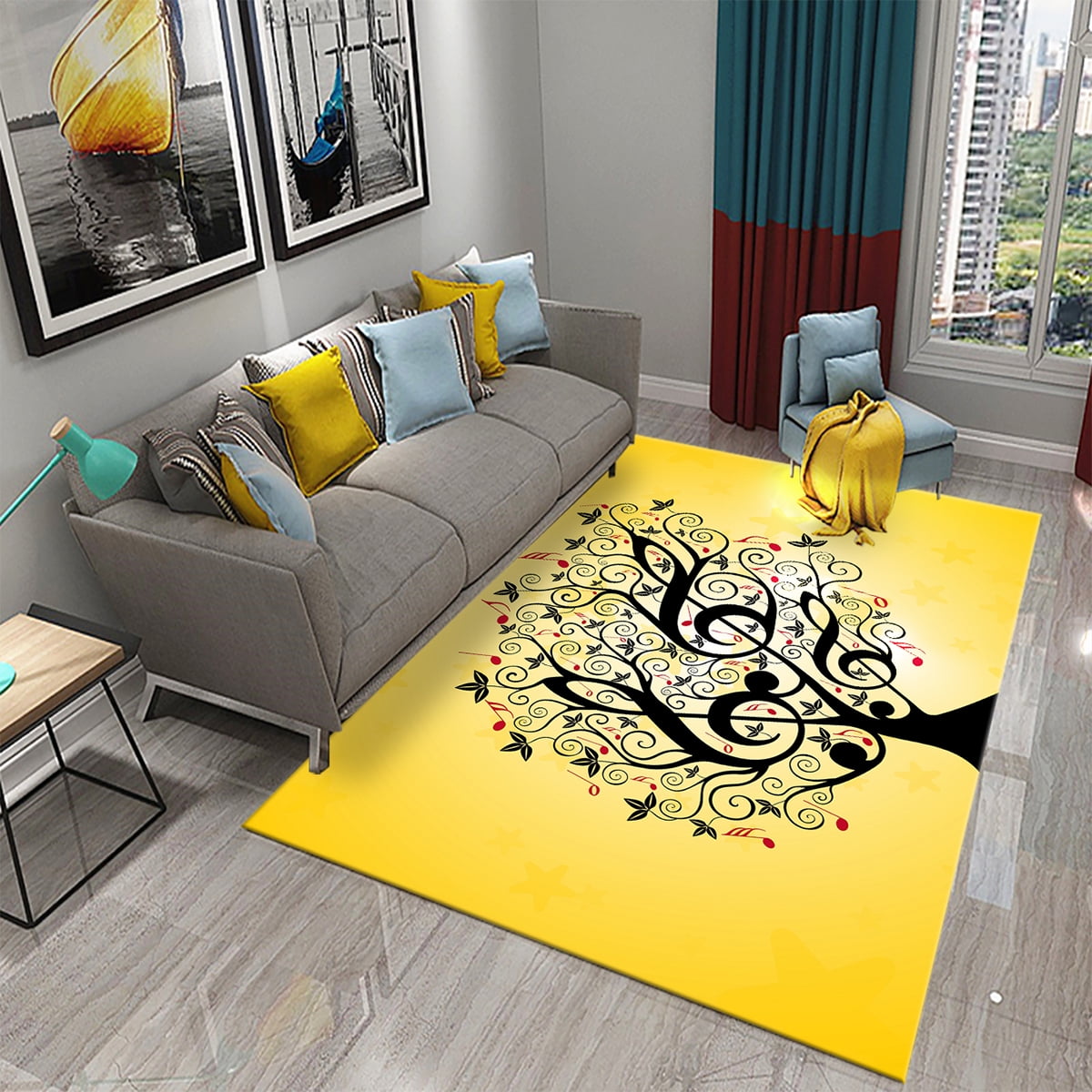 3D Colorful Abstract Tree Carpet for Kitchen Bathroom Entrance Non-Slip ...