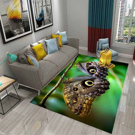 3D Colorful Butterfly Flower Carpet Rug for Living Room Bedroom Sofa ...
