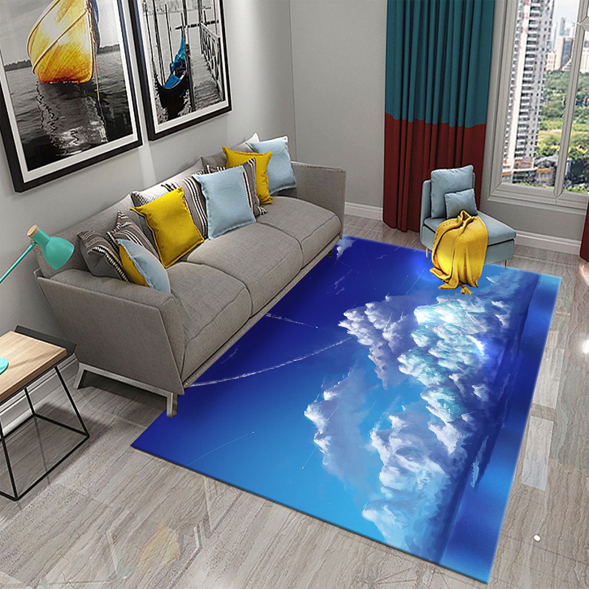 3D Colorful Clouds Carpet Abstract Romantic Carpets for Living Room ...