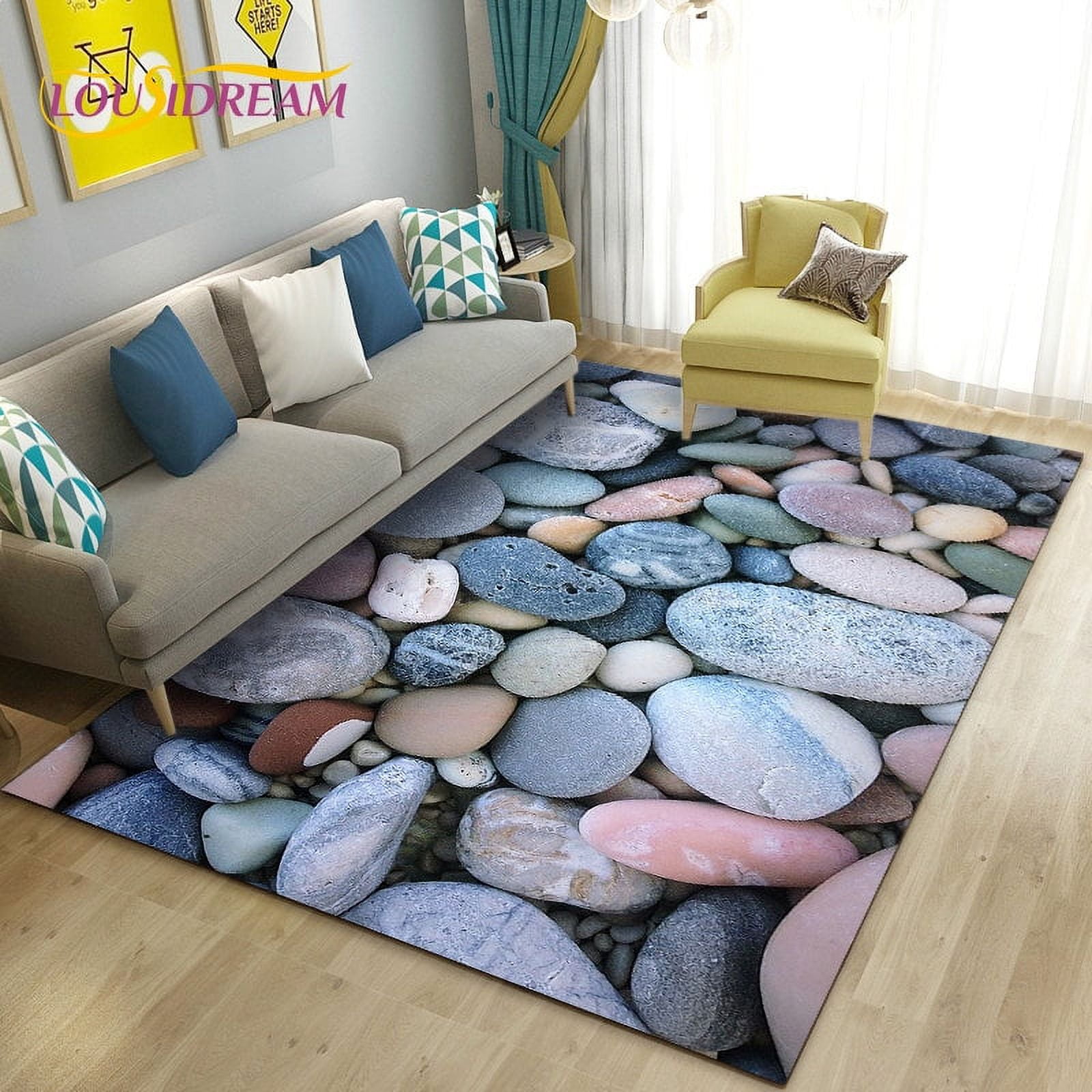 3D Colorful Cobblestone Area Rug Carpet Rug for Living Room Bedroom ...