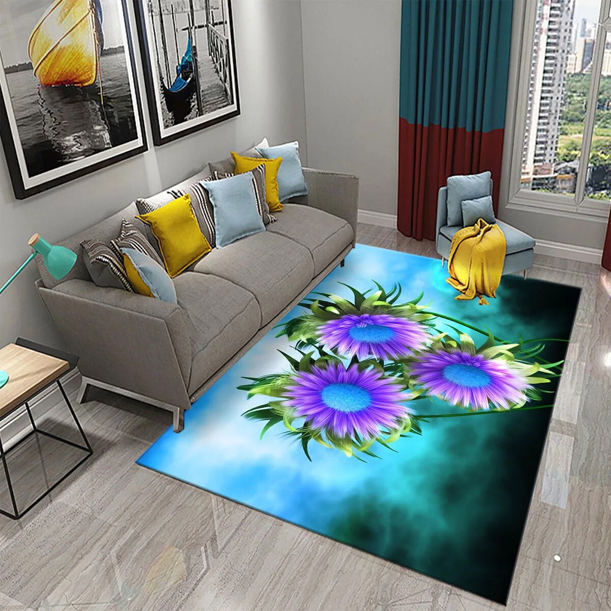 3D Colorful Fresh Flower Carpet for Kitchen Carpet with Romantic Floral ...