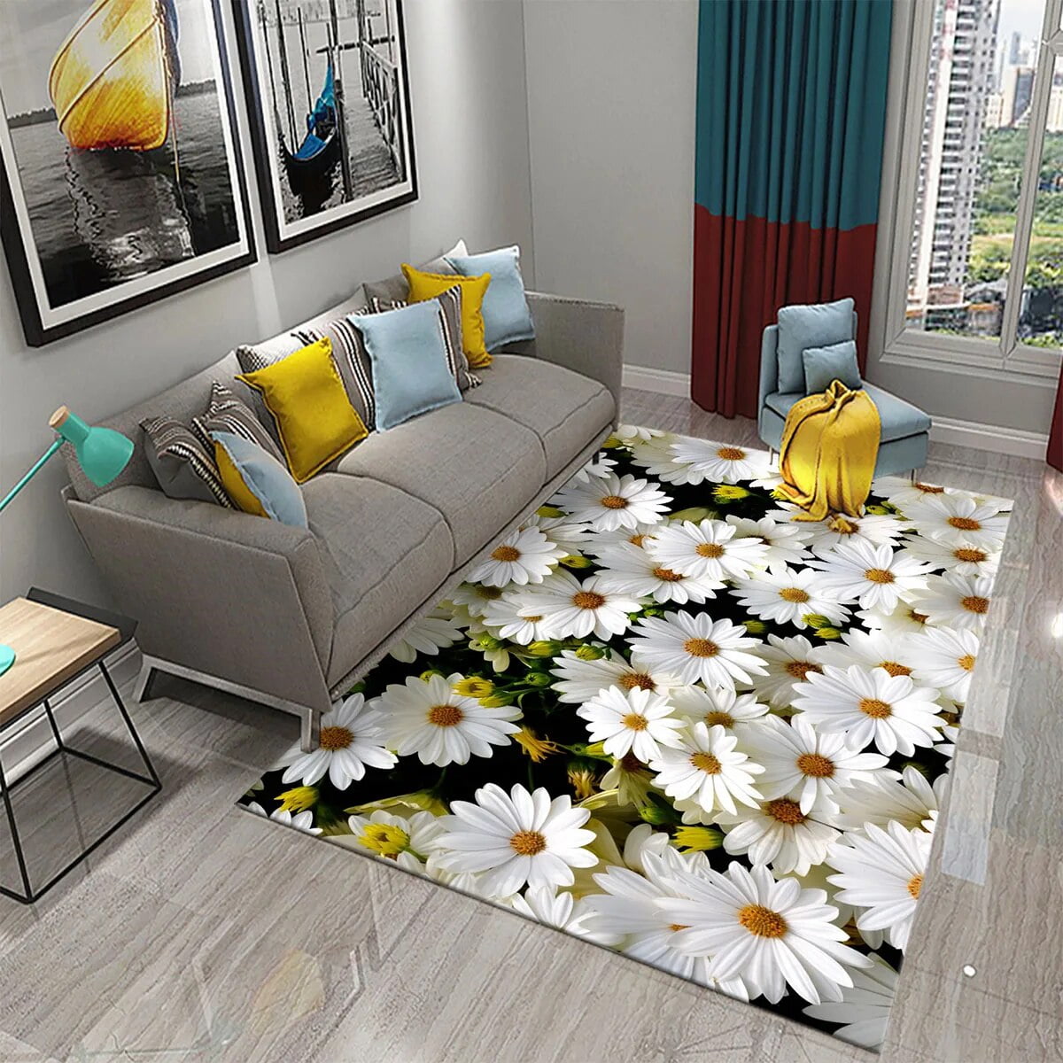 3D Colorful Fresh Flower Carpet for Kitchen Carpet with Romantic Floral ...