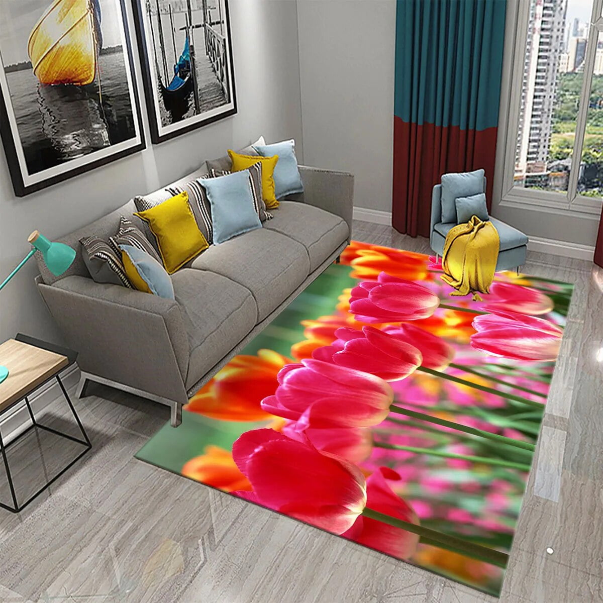 3D Colorful Fresh Flower Carpet for Kitchen Carpet with Romantic Floral ...