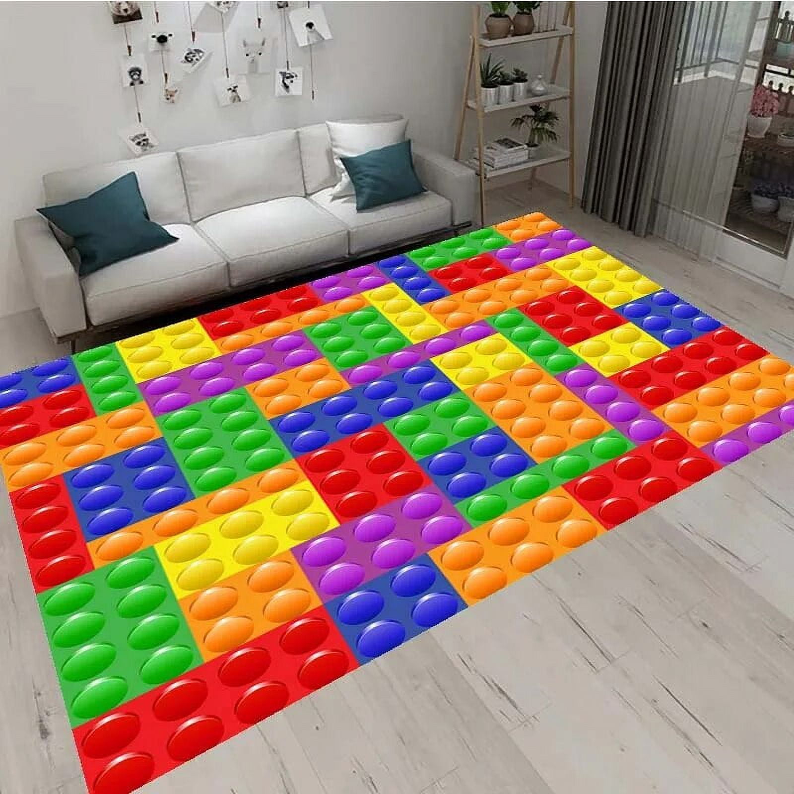 3D Colorful Geometric Block Area Rugs for Living Room Bedroom Building ...