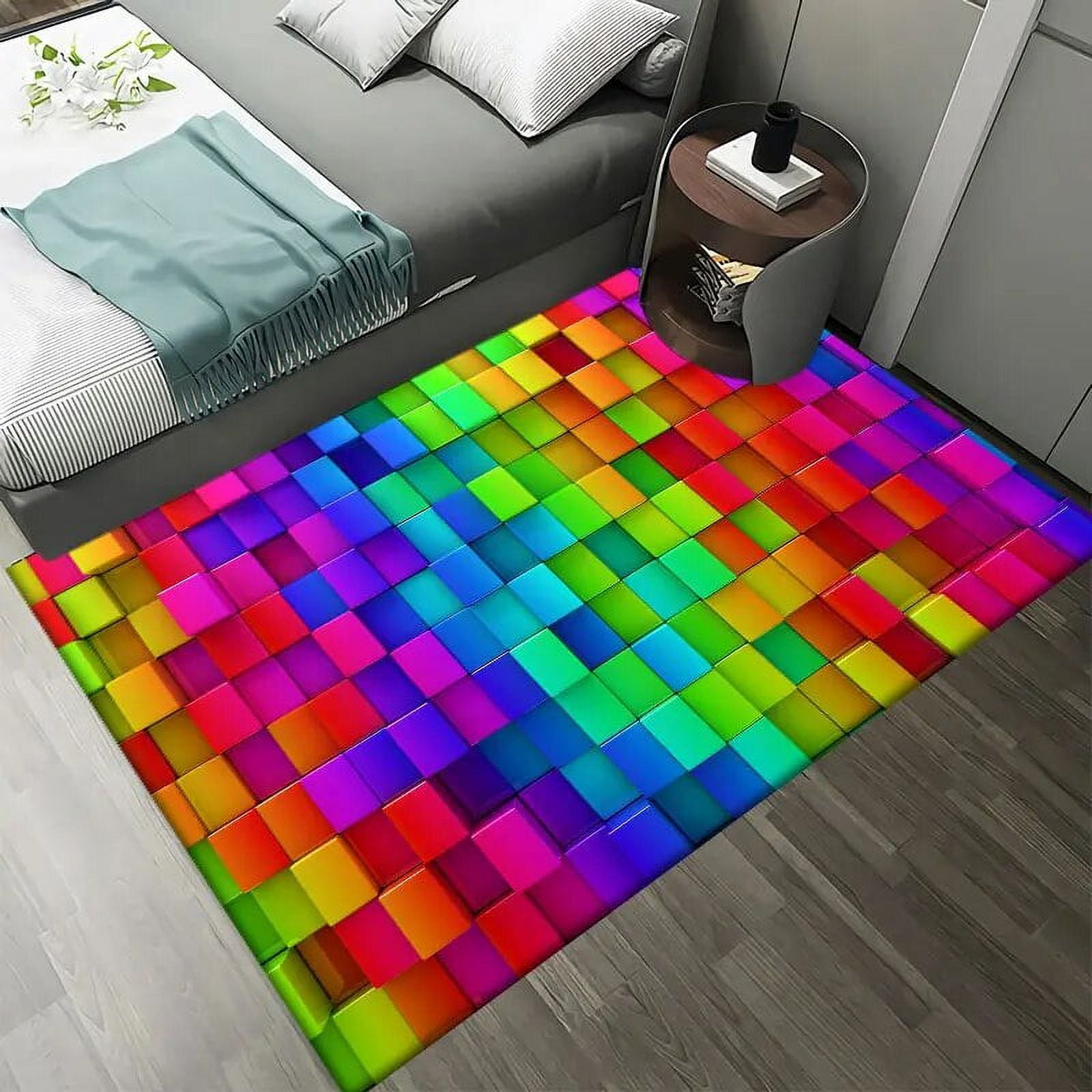 3D Colorful Geometry Block Carpets Large Area Rug for Living Room ...