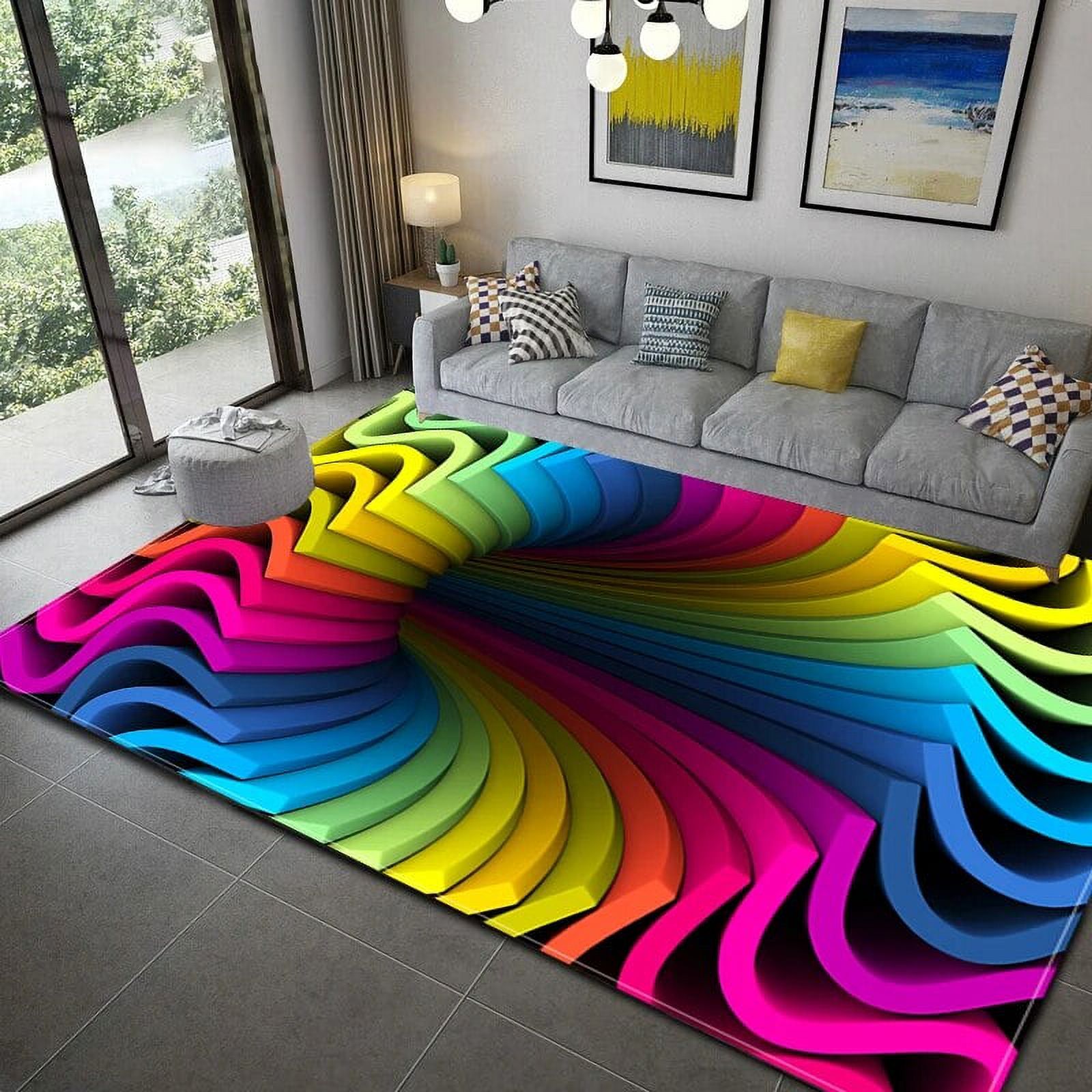 3D Colorful Geometry Block Carpets Large Area Rug for Living Room ...