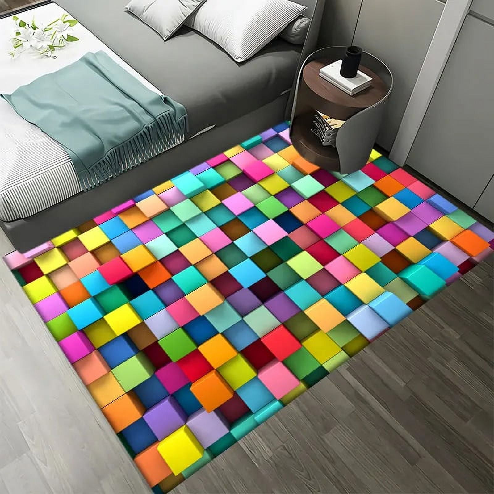 3D Colorful Geometry Block Carpets Large Area Rug for Living Room ...