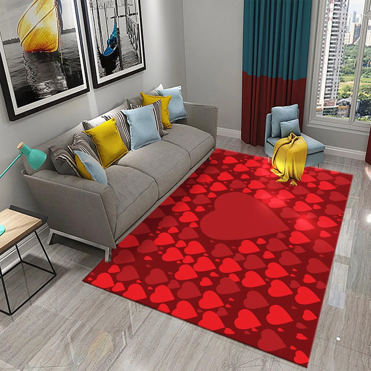 3D Colorful Heart Love Pattern Carpet Bathroom Anti Slip Floor Mat ...