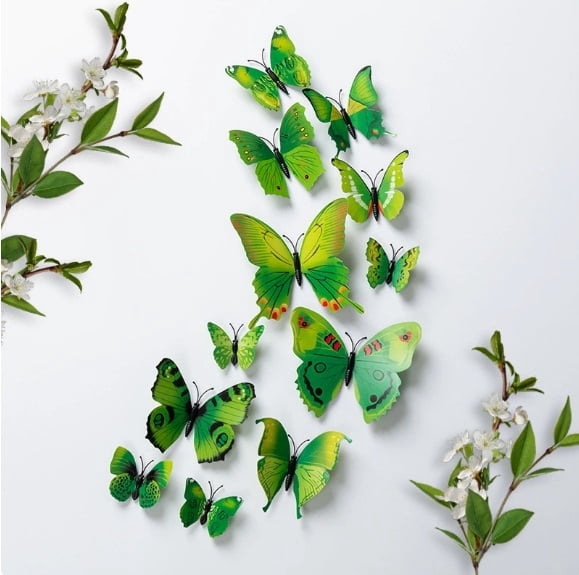 3D Colorful Hollow Butterfly Wall Stickers - Double Layered Decorative ...
