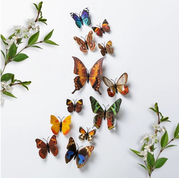 3D Colorful Hollow Butterfly Wall Stickers - Double Layered Decorative ...