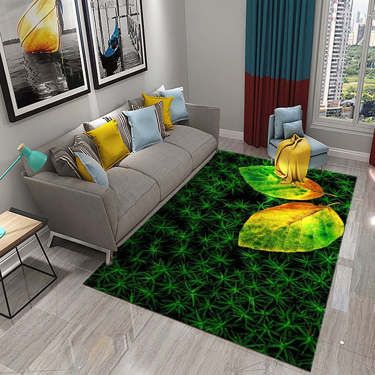3D Colorful Leaves Carpet for Bathroom Entrance Door Anti-slip Floor ...