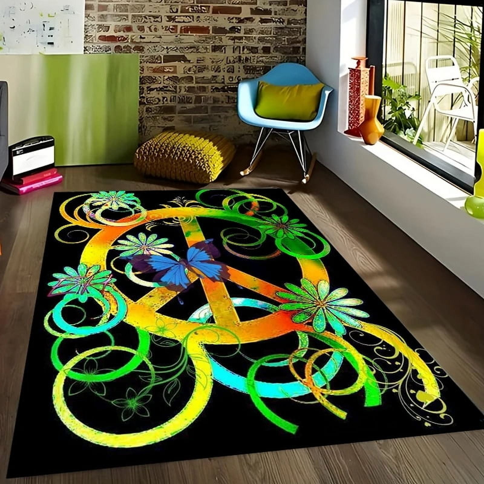 3D Colorful Peace Carpet for Bathroom Kitchen Door Entrance Mats Non ...