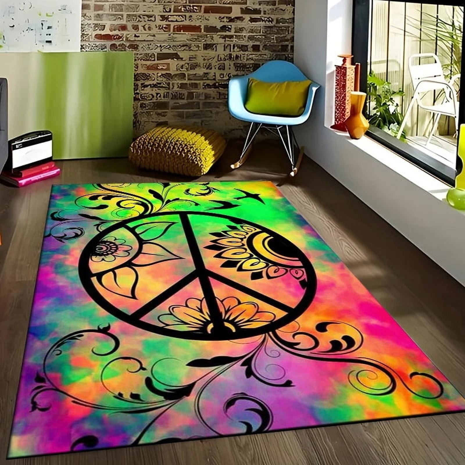 3D Colorful Peace Carpet for Bathroom Kitchen Door Entrance Mats Non ...
