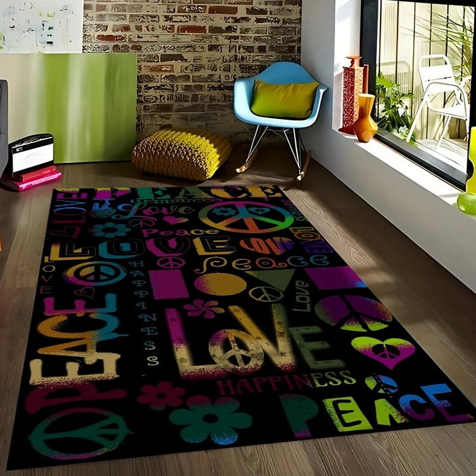 3D Colorful Peace Carpet for Bathroom Kitchen Door Entrance Mats Non ...