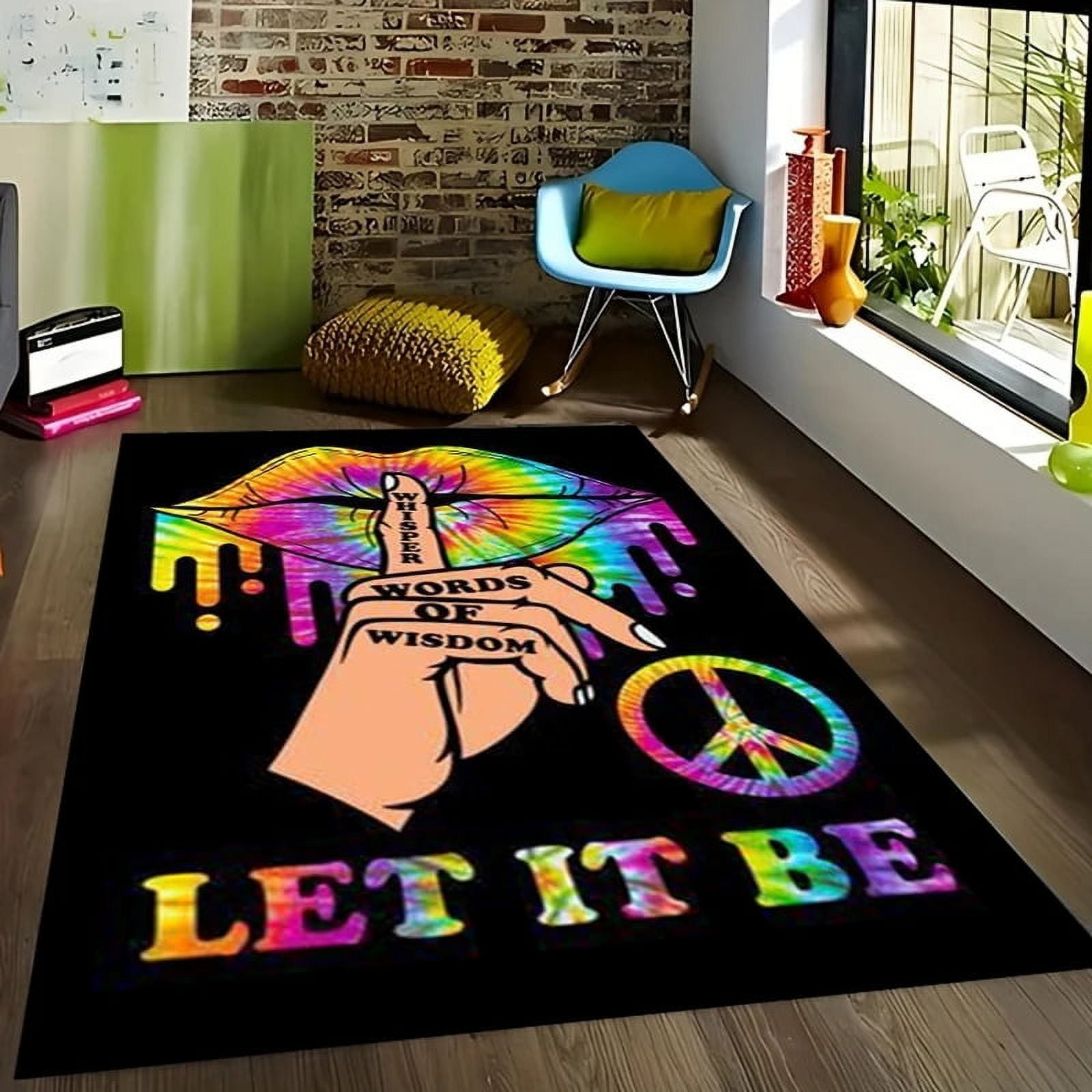 3D Colorful Peace Carpet for Bathroom Kitchen Door Entrance Mats Non ...