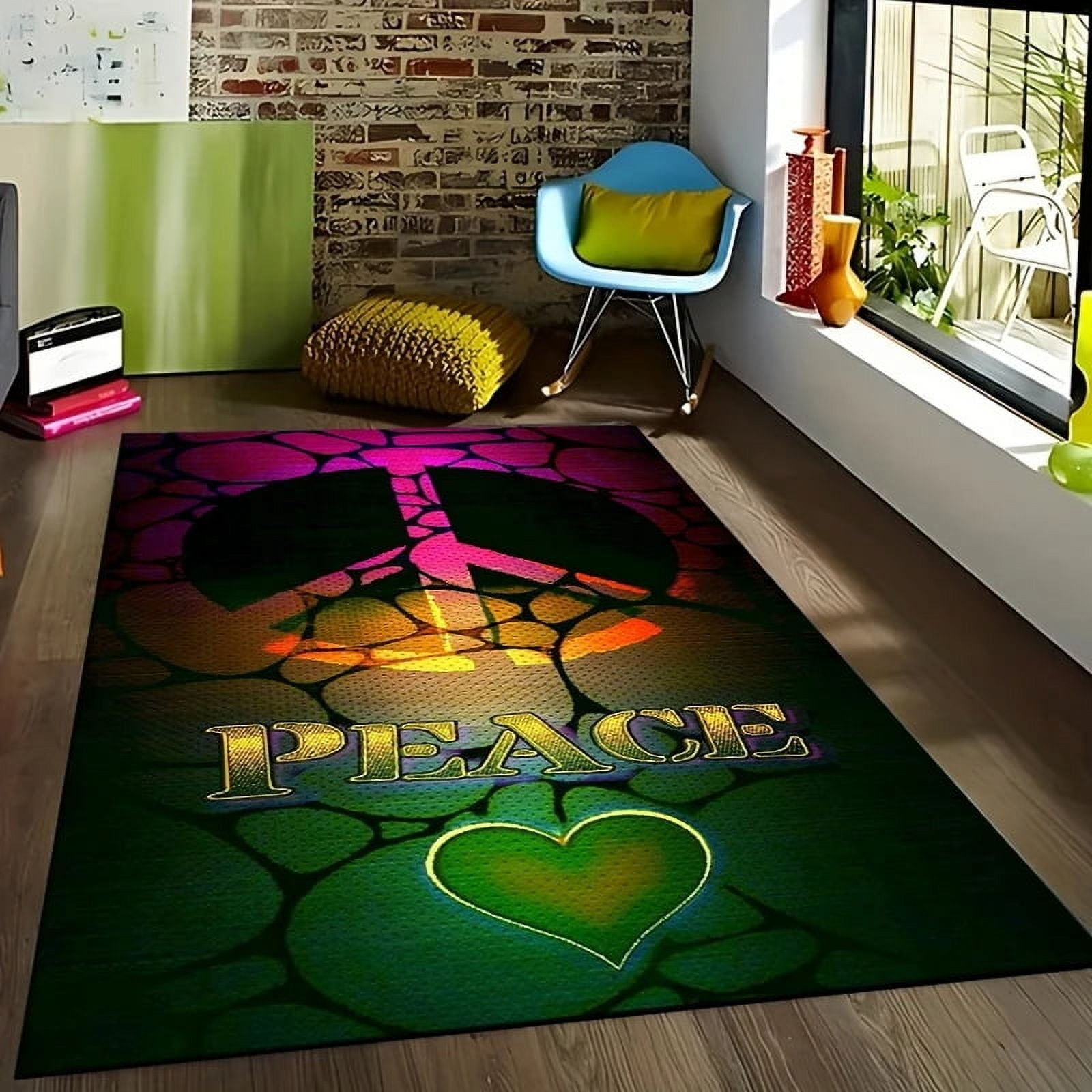 3D Colorful Peace Carpet for Bathroom Kitchen Door Entrance Mats Non ...