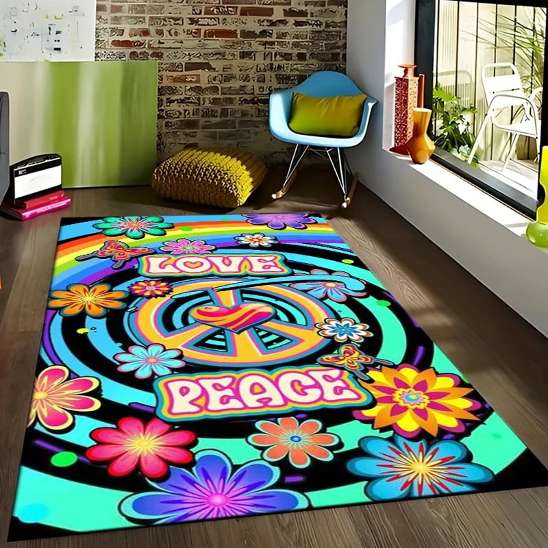 3D Colorful Peace Carpet for Bathroom Kitchen Door Entrance Mats Non ...
