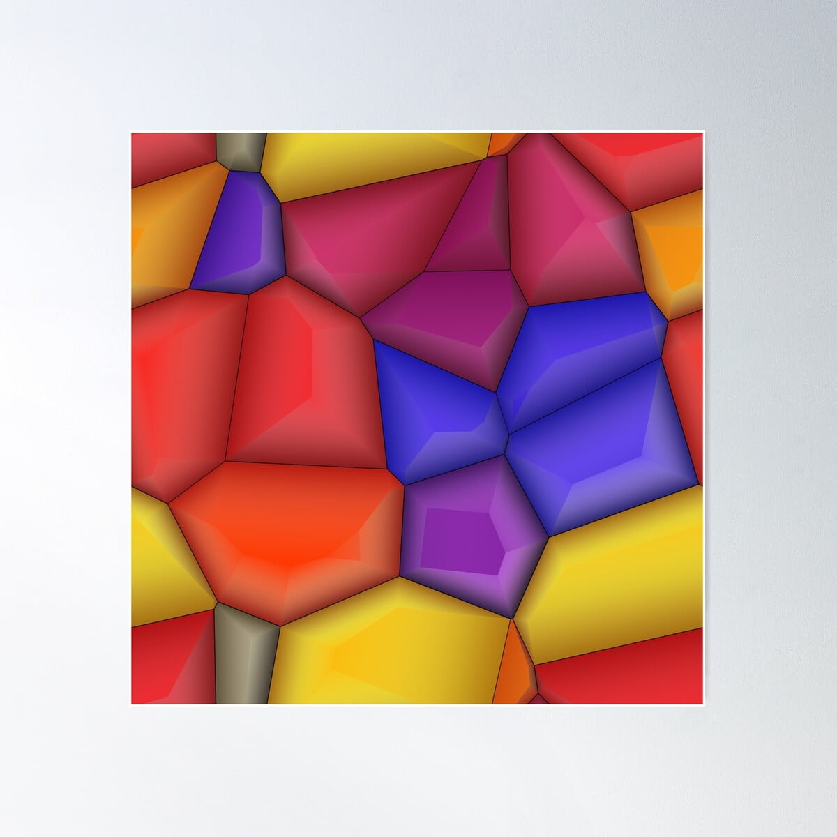 3D Colorful Shapes Poster Wall Art, Modern Wall Decor For Living Room ...