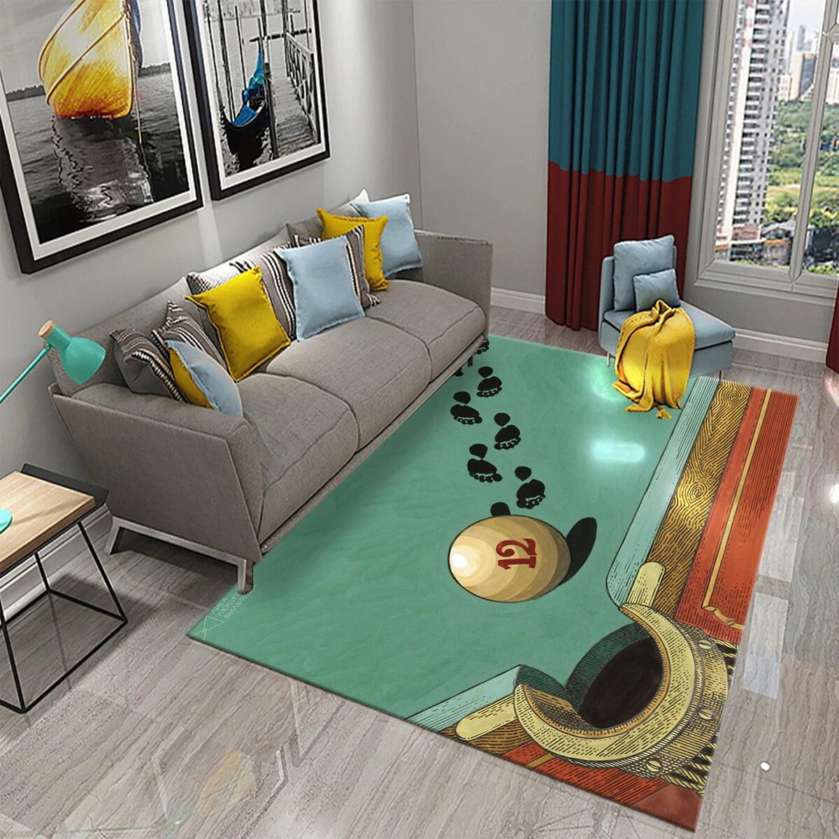 3D Colorful Snooker Billiard Carpet Ball Sports Area Rug for Living ...