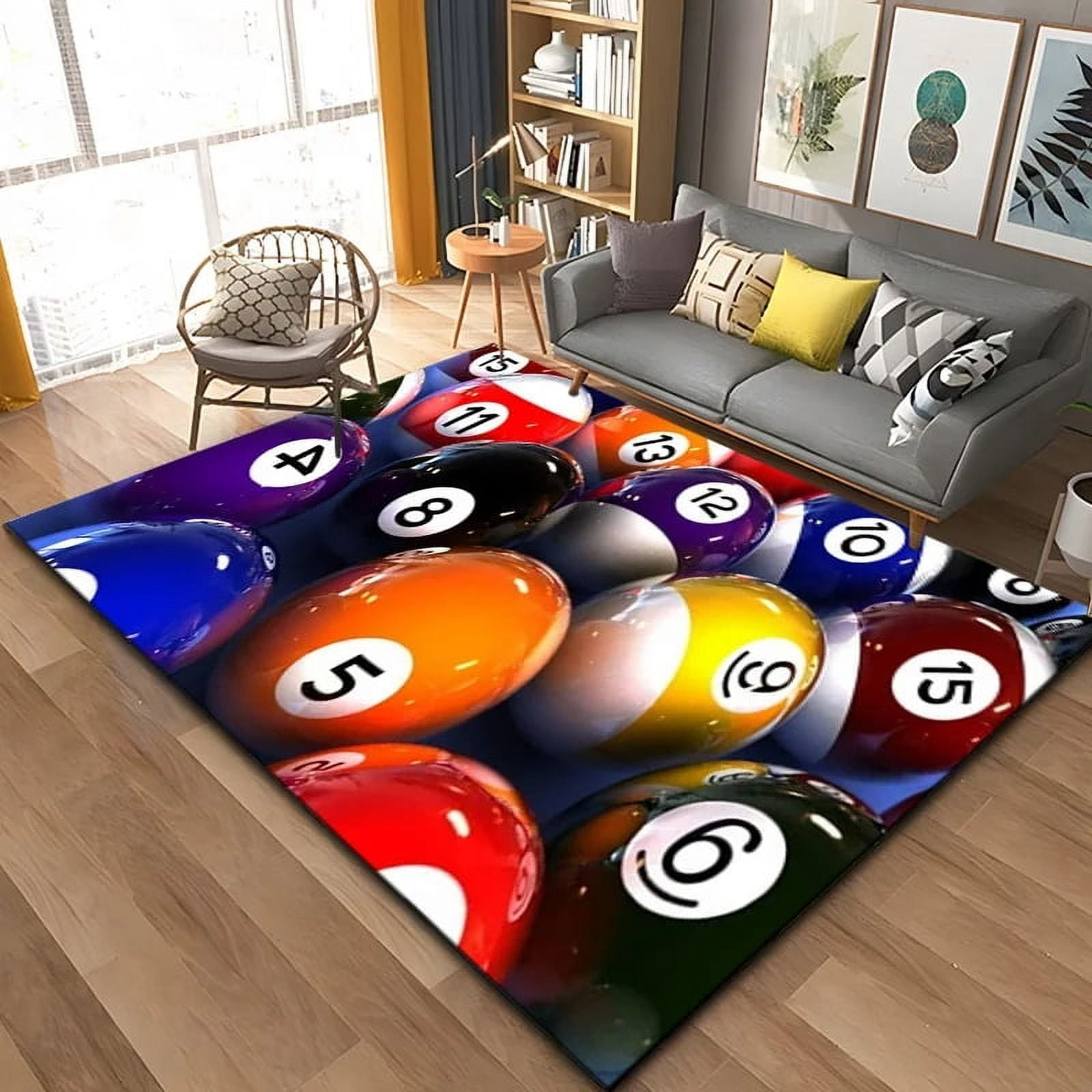 3D Colorful Snooker Billiard Carpet Ball Sports Area Rug for Living ...
