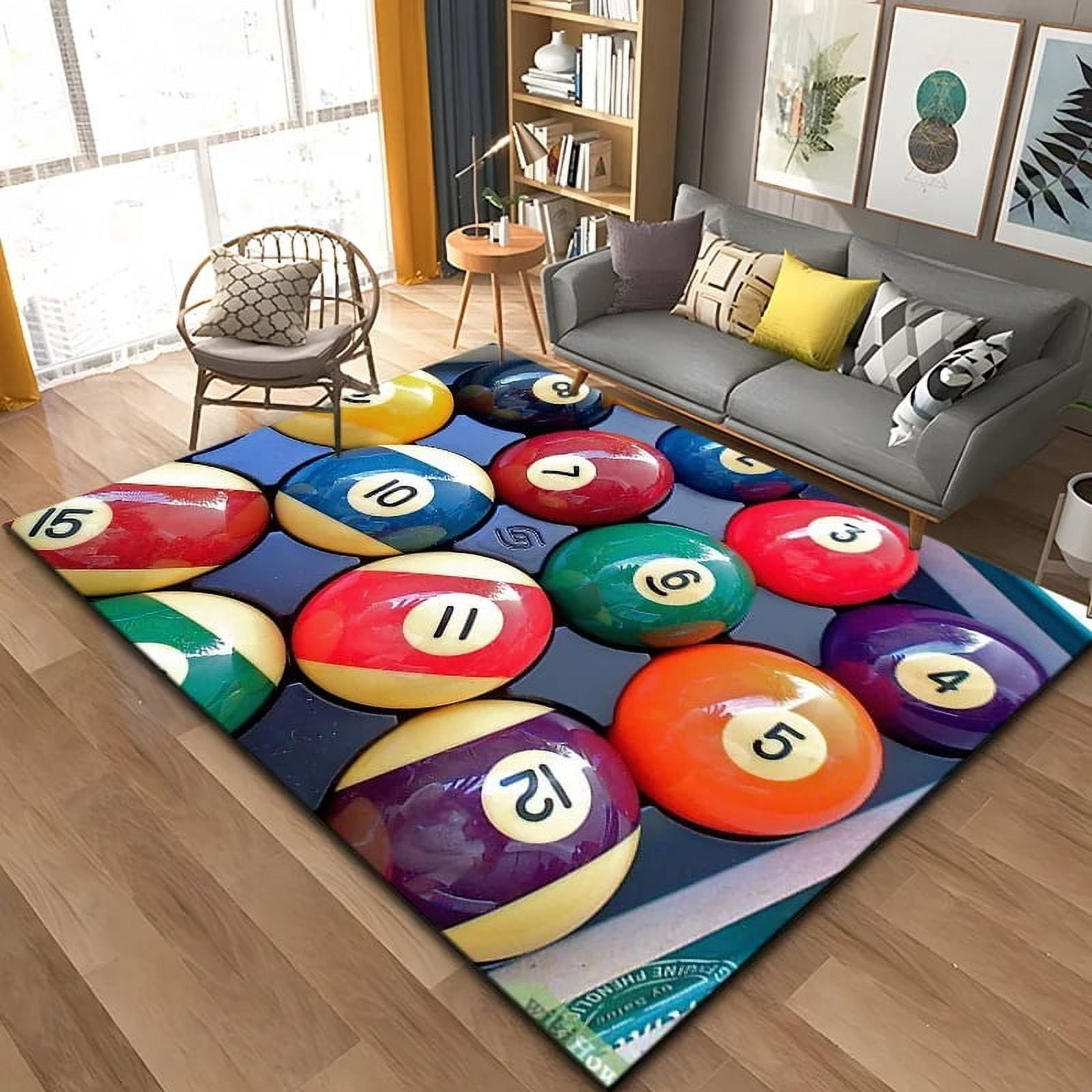 3D Colorful Snooker Billiard Carpet Ball Sports Area Rug for Living ...