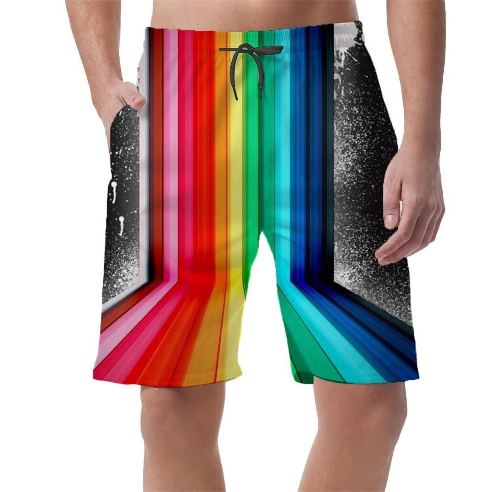 3d Colorful Stripe Printed Shorts Pants For Men Clothing Hip Hop Y2k