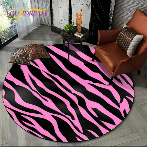 3D Colorful Zebra Stripe Print Pattern Round Carpet Rug for Living Room ...