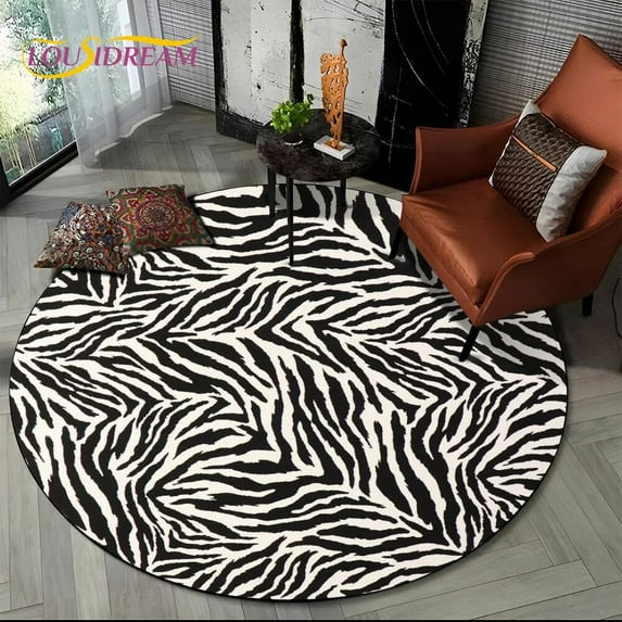 3D Colorful Zebra Stripe Print Pattern Round Carpet Rug for Living Room ...
