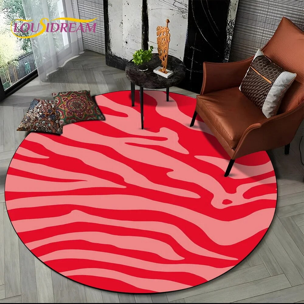 3D Colorful Zebra Stripe Print Pattern Round Carpet Rug for Living Room ...