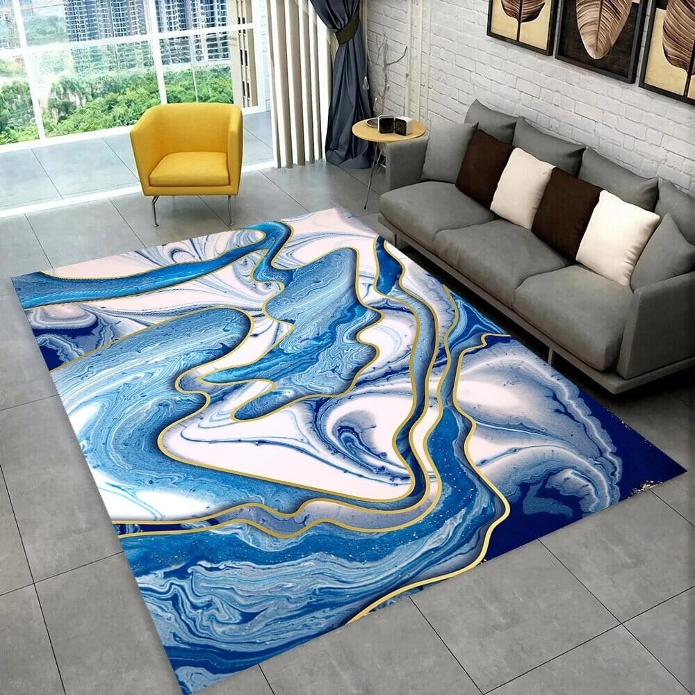 3D Colour Gold Nordic Marble Splendid Carpet Area Rug for Home Living ...
