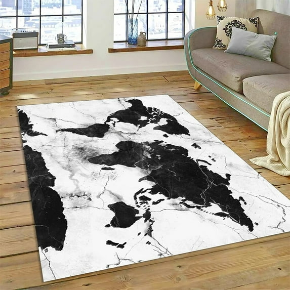 3D Colour Marble World Map Blue Green Gold Carpet Rug for Home Living ...