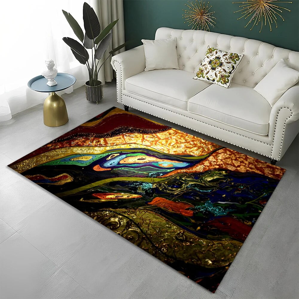 3D Colour Splendid Gold Nordic Marble Carpet Rug for Home Living Room ...