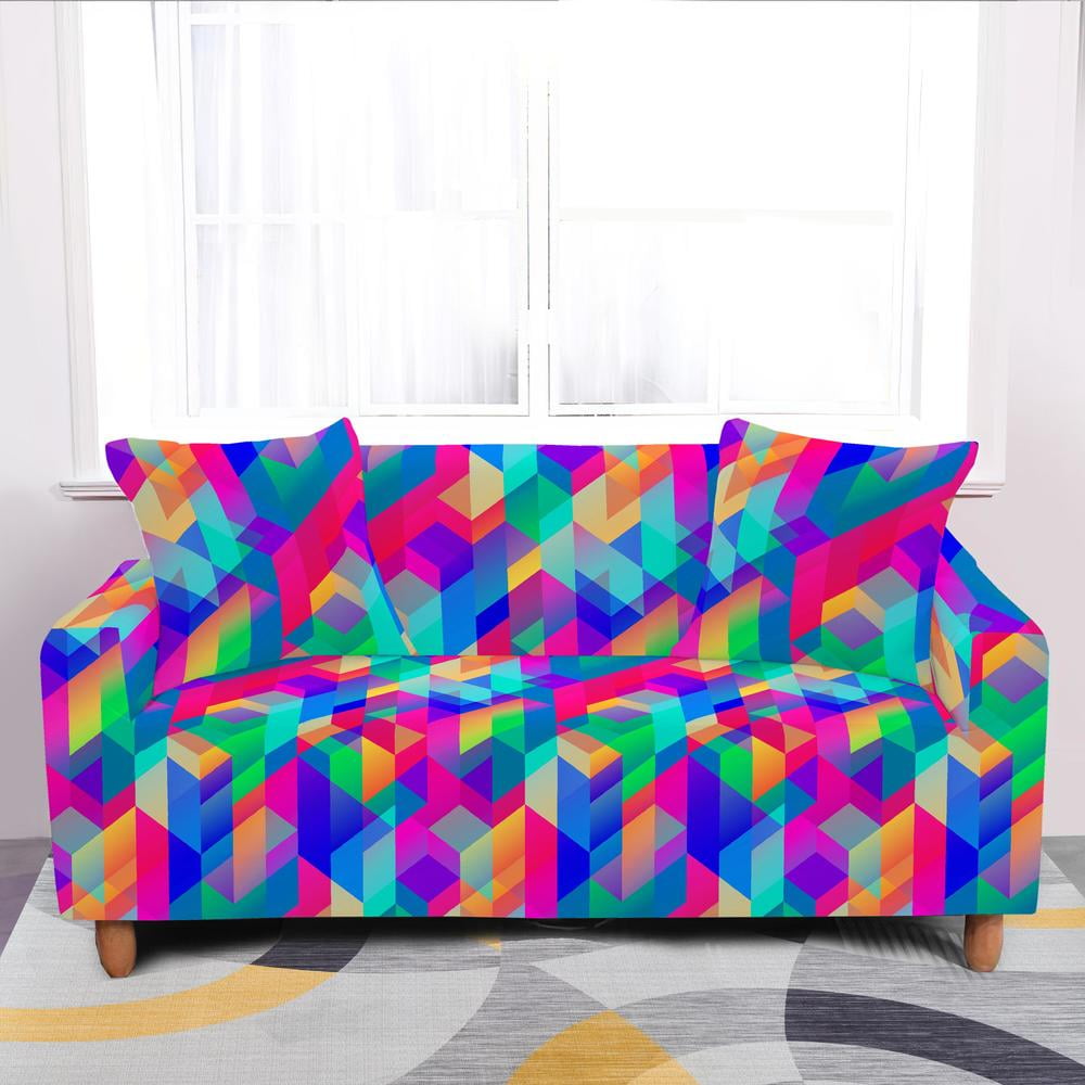 3D Colourful Stretch Sofa Cover Elastic 1/2/3/4 Seaters Strechs Couch ...