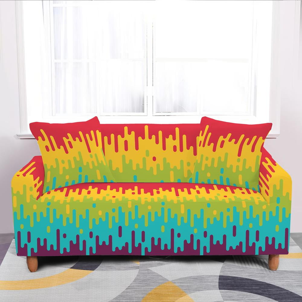 3D Colourful Stretch Sofa Cover Elastic 1/2/3/4 Seaters Strechs Couch ...